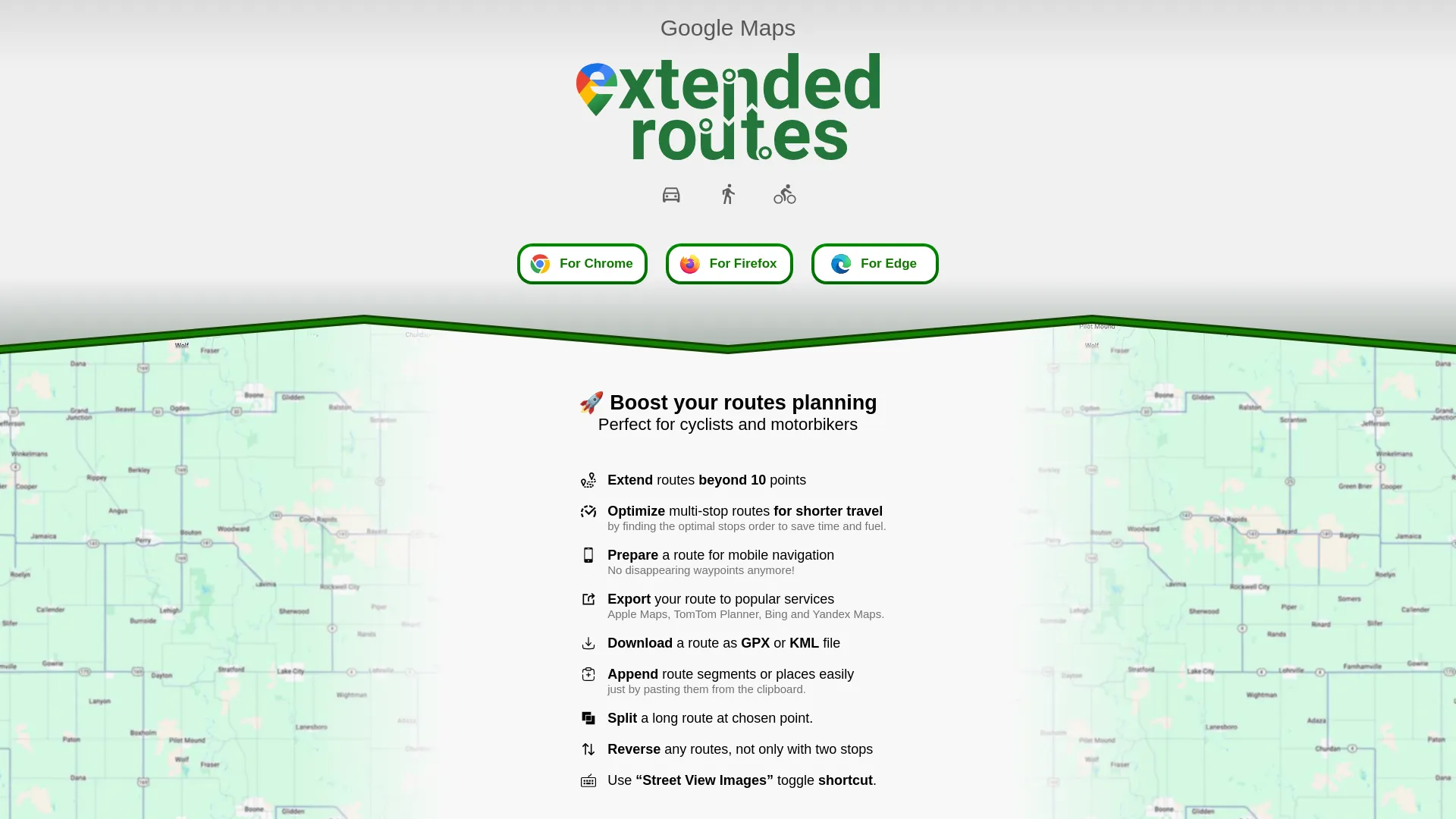 Google Maps Extended Routes